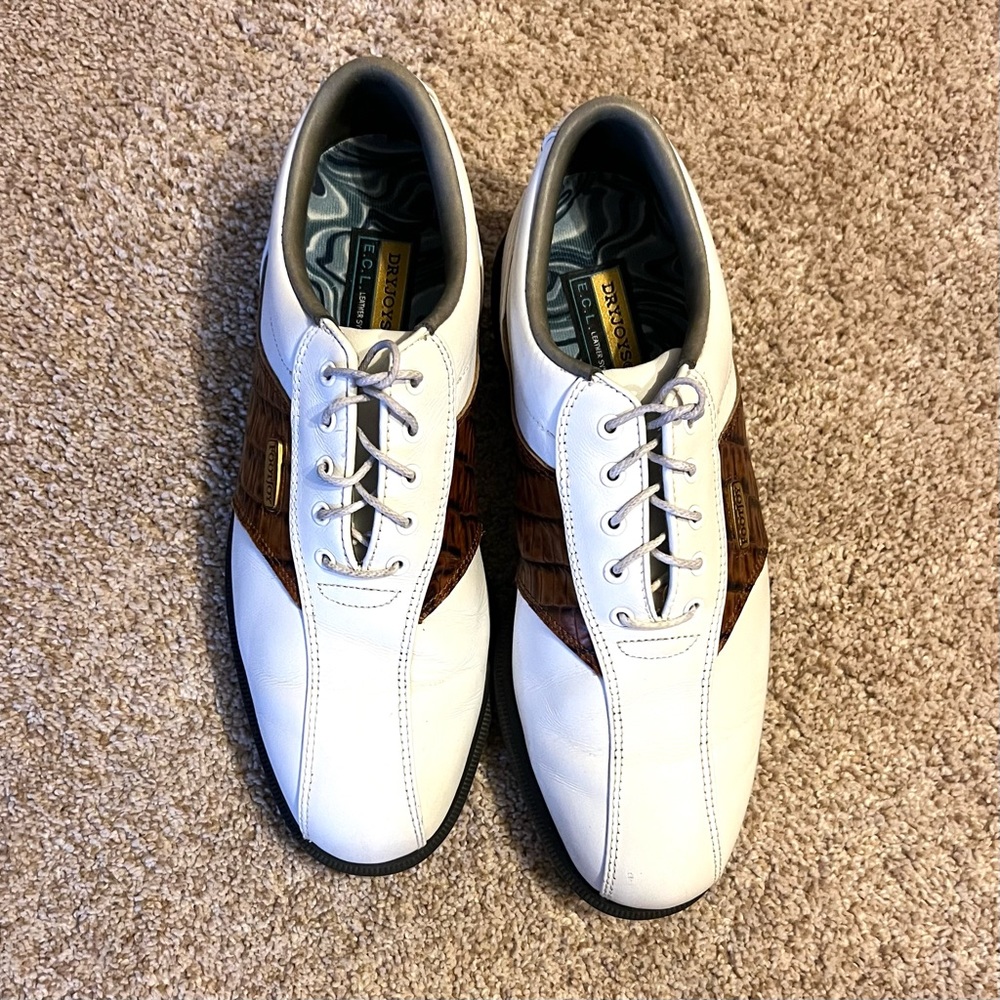 Footjoy Golf Shoes Men’s White/Brown Saddle Size 7 Go… - Gem